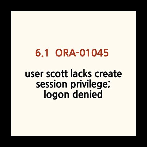 61 Ora 01045 User Scott Lacks Create Session Privilege Logon Denied