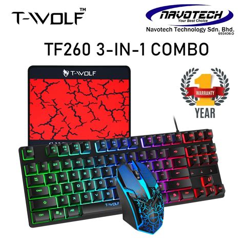 T WOLF TF IN Gaming Combo Keys Gaming Keyboard Color Buttons Mouse Mouse Pad