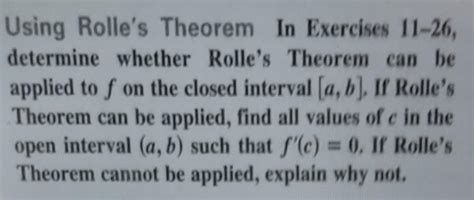 Solved Using Rolle S Theorem In Exercises 11 26 Determine Chegg Com