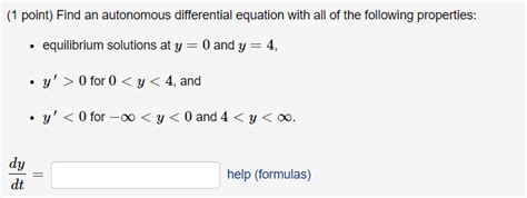 Solved 1 Point Find An Autonomous Differential Equation