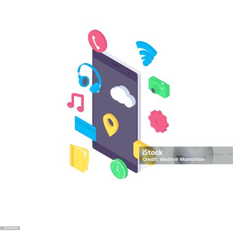 등극 모바일 앱 평면 개념 응용 프로그램 디자인 사용자 인터페이스 화면 아이콘 스마트 폰 소프트웨어 벡터 일러스트 3차원 형태에 대한 스톡 벡터 아트 및 기타 이미지