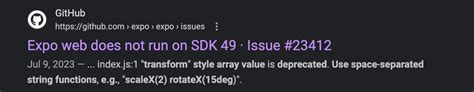 Expo Web Does Not Run On Sdk 49 · Issue 23412 · Expoexpo · Github