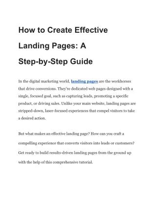 PPT How To Create Effective Landing Pages A Step By Step Guide PowerPoint Presentation ID