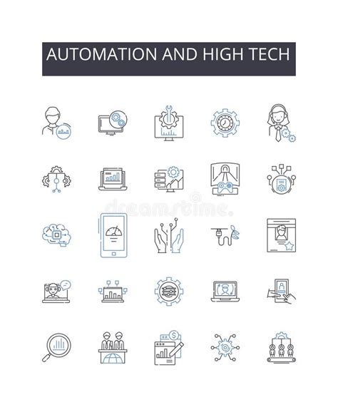 Automation And High Tech Line Icons Collection Gearbox Drivetrain