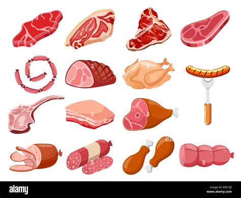 Meat Set Vector Fresh Meat Icons Set Stock Vector Image And Art Alamy