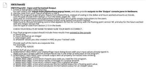 Solved HW10 Payroll2 Input And Formatted Output 1 Create Chegg Com