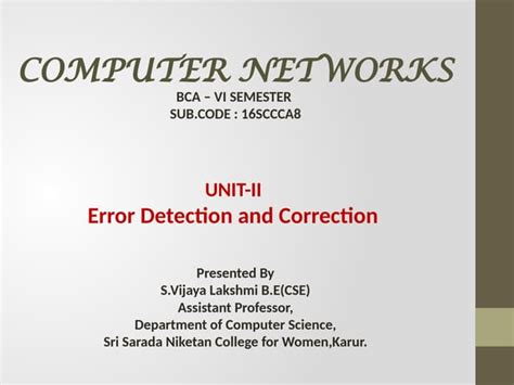 Computer Networks Error Detection And Correction Ppt
