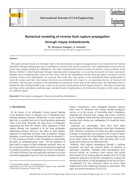 pdf numerical modeling of reverse fault rupture propagation through