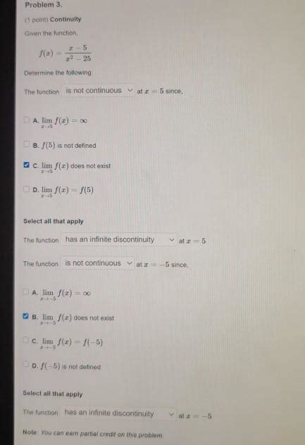 Solved Problem It Point Continuity Given The Function Chegg