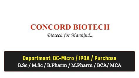 Concord Biotech Hiring For Qc Micro Ipqa Purchase