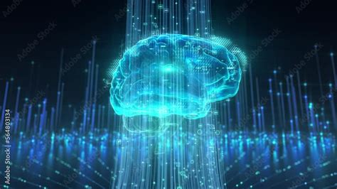 Artificial Intelligence Processing Data A 3d Rendering Of A Photorealistic Brain In Front Of A