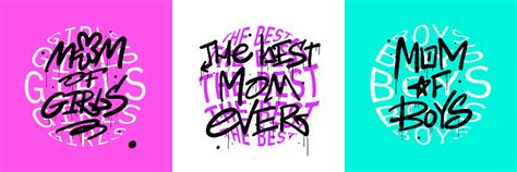 도시 거리 그래피티 아트 어머니의 날을 위한 트렌디한 카드 세트 여자의 엄마 최고의 엄마 남자의 엄마의 텍스트 Y2k 픽셀화 벡터 인쇄 0명에 대한 스톡 벡터 아트 및 기타