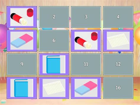 Hf C Memory Game Classroom Objects Parejas