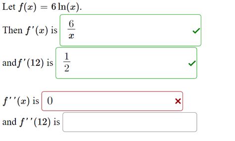 solved let f x 6 ln x 6 then f x is andf 12 is 1