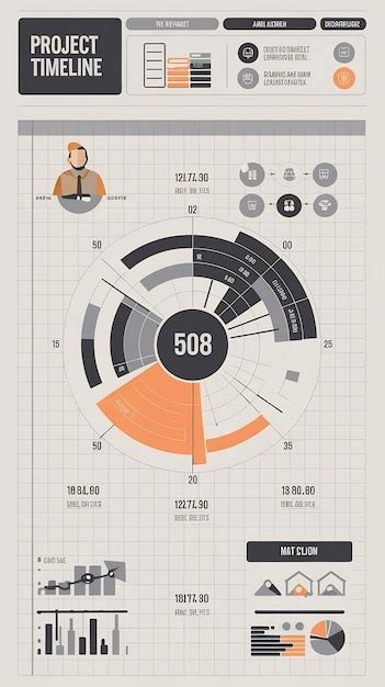7단계 인포그래픽 템플릿을 가진 Gantt 차트 프로젝트 타임라인 프리미엄 Ai 생성 이미지