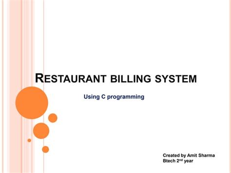 Restaurant Billing Systempptx