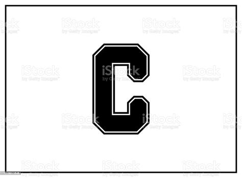 C 편지 클래식 아메리칸 대학 스타일 글꼴 검은 색 의 검은 색 외부 윤곽선으로 균일 한 문자 빈티지 스포츠 글꼴 저지 티셔츠 농구 야구 축구용 격리된 벡터 0명에 대한