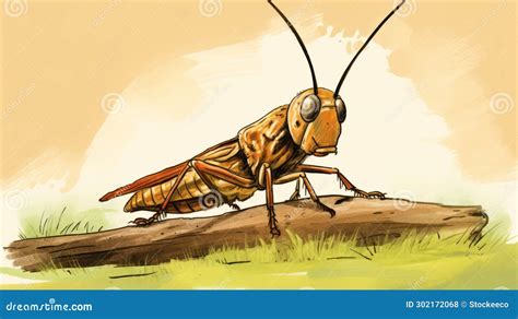 Grasshopper Drawing Tutorial Cartoon Vector 79673739