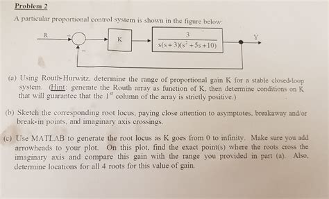 solved problem 2 a particular proportional control system is