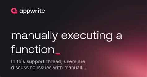 Manually Executing A Function Threads Appwrite