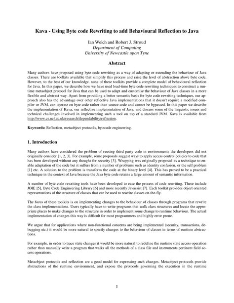 Pdf Kava Using Byte Code Rewriting To Add Behavioural Reflection To