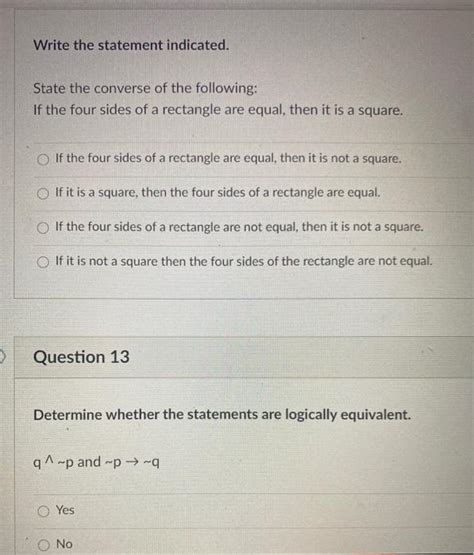 Solved Write The Statement Indicated State The Converse Of