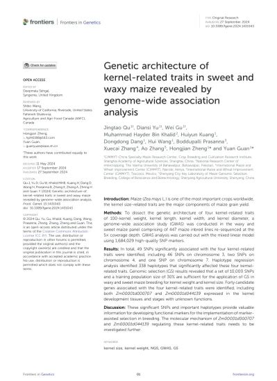 Genetic Architecture Of Kernel Related Traits In Sweet And Waxy Maize