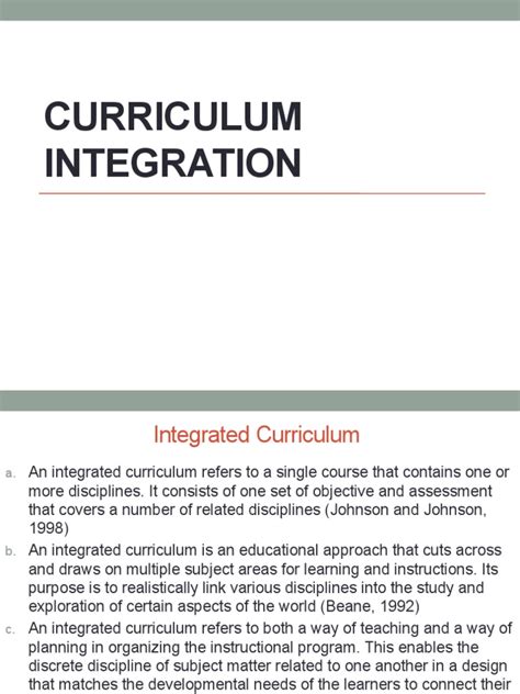 Curriculum Integration1 Pdf Curriculum Teaching Method