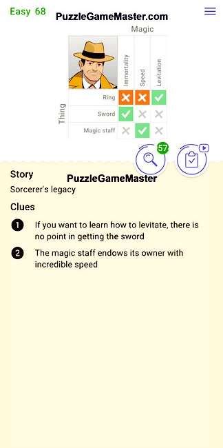 Cross Logic Easy Level 68 Answer Sorcerer S Legacy Puzzle Game Master