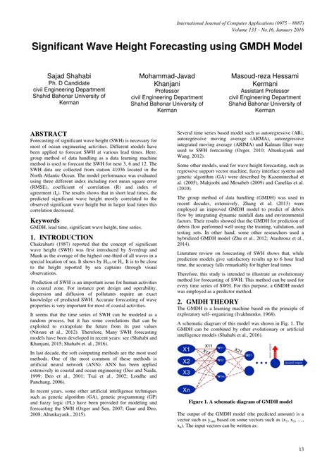 Pdf Significant Wave Height Forecasting Using Gmdh Model