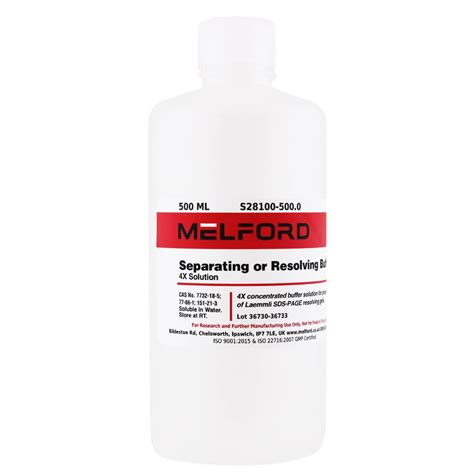 S28100 5000 Separating Or Resolving Buffer 4x Solution 500 Milliliters S28100 5000 Separating Or Resolving Buffer 4x Solution 500 Milliliters