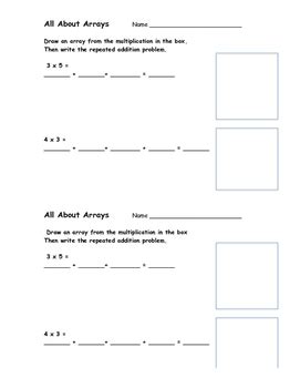 All About Arrays Worksheet By Excelling In Elementary TpT