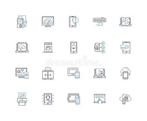 Hardware Technology Line Icons Collection Processor Motherboard