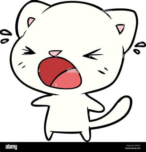 Cute Cartoon Cat Crying Stock Vector Image And Art Alamy