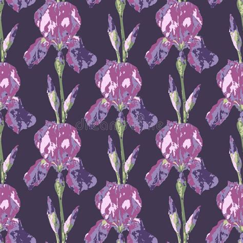 Vector Seamless Pattern With Colorful Iris Flowers Stock Vector Illustration Of Decorative
