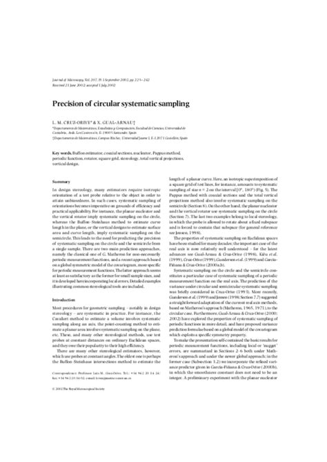 Pdf Precision Of Circular Systematic Sampling