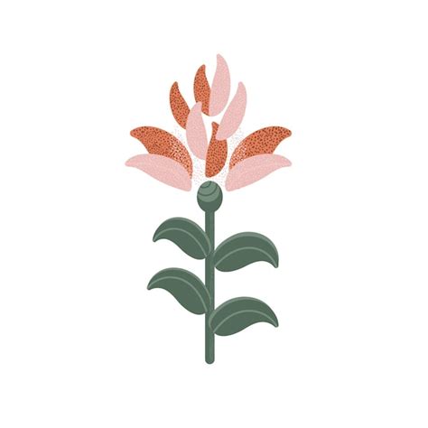 Premium Vector A Flower On A Stem With A Green Stem And A Pink Flower On It