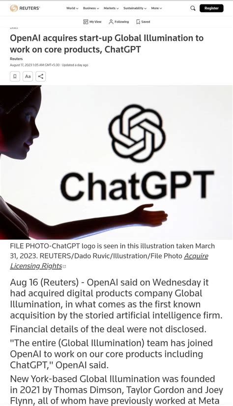 Openai Acquires Global Illumination Startup To Work On Chatgpt Rchatgpt