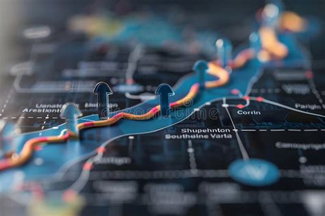 Visualizing Growth Tracking Upward Trends On A Dynamic Map Showing Progress With 3d Arrows And