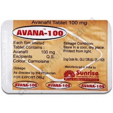 Avana 100mg Avanafil Tablet At ₹ 400stripe Avanafil Tablets In