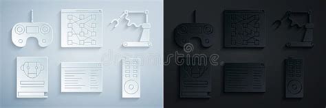 Set Software Web Developer Programming Code Industrial Machine Robotic Robot Arm Hand Factory