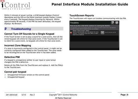 IControl Networks Panel Interface Module User Manual SMCMT Z Motion Sensor Quick