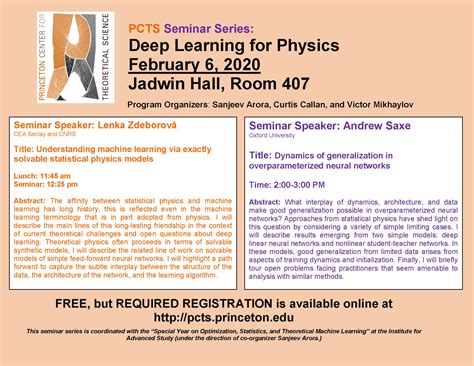 Theoretical Machine Learning Seminar Pcts Seminar Series Deep Learning For Physics Events