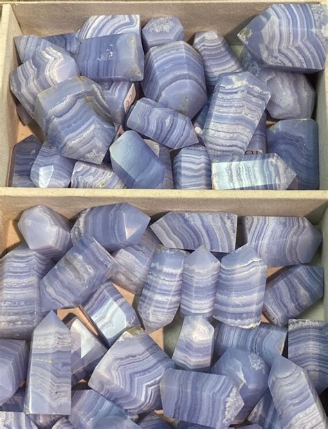 Blue Lace Agate Pointsagate Banded Blue Lace E297 Etsy