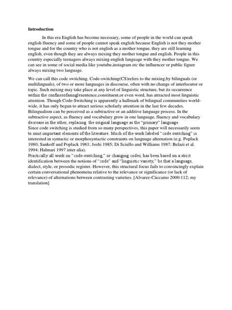 Jenis Jenis Code Switching Pdf Multilingualism English Language