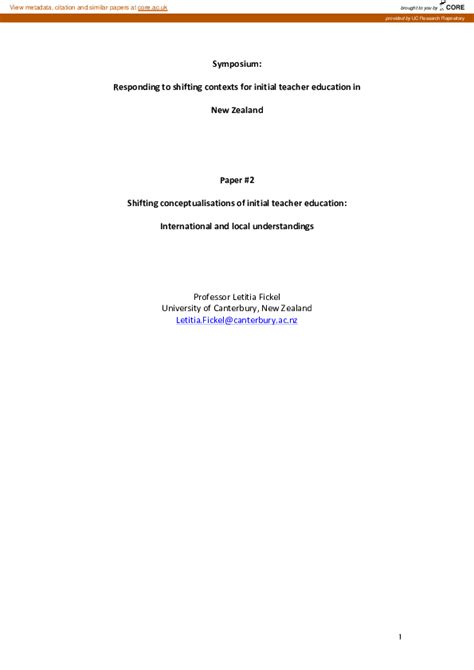 Pdf Shifting Conceptualisations Of Initial Teacher Education
