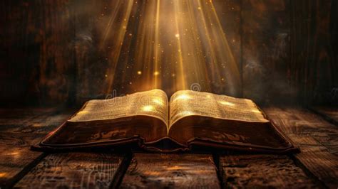 Open Glowing Bible Of Ruth On Wooden Surface With Rays Of Light Stock