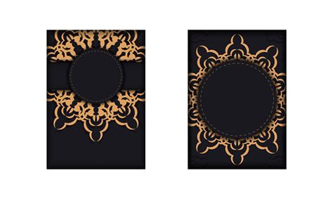 텍스트와 빈티지 패턴 아래에 장소와 초대 카드 디자인 직사각형 벡터 고급스러움과 블랙 컬러로 엽서 디자인을 인쇄 할 준비가 완료 0명에 대한 스톡 벡터 아트 및 기타 이미지