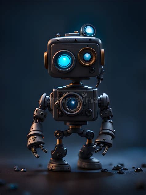 Robot With Camera Digital Illustration Stock Illustration