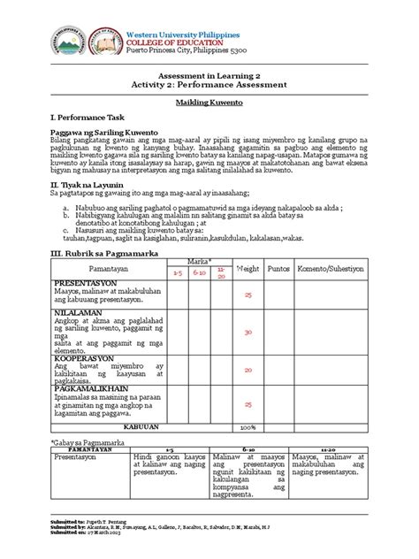 performance task template pdf